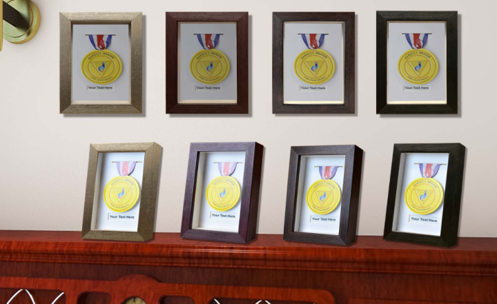 Single Medal Frame 4x6 Size with Stand For Table, Shelves or Cabinet ...