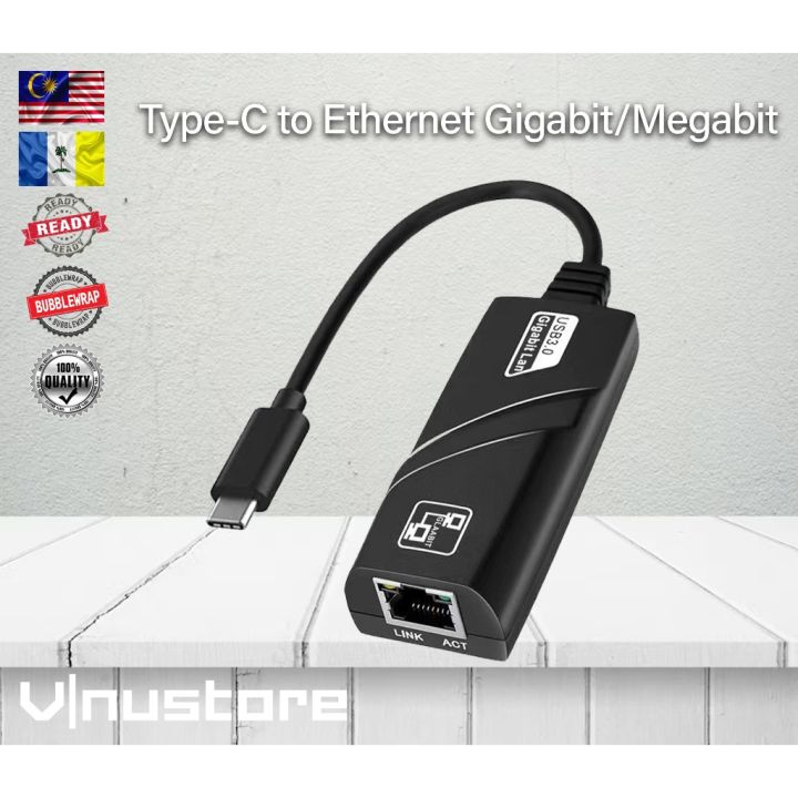 Type-C to Ethernet Adapter 1Gbps / 100Mbps Gigabit Network Card ...