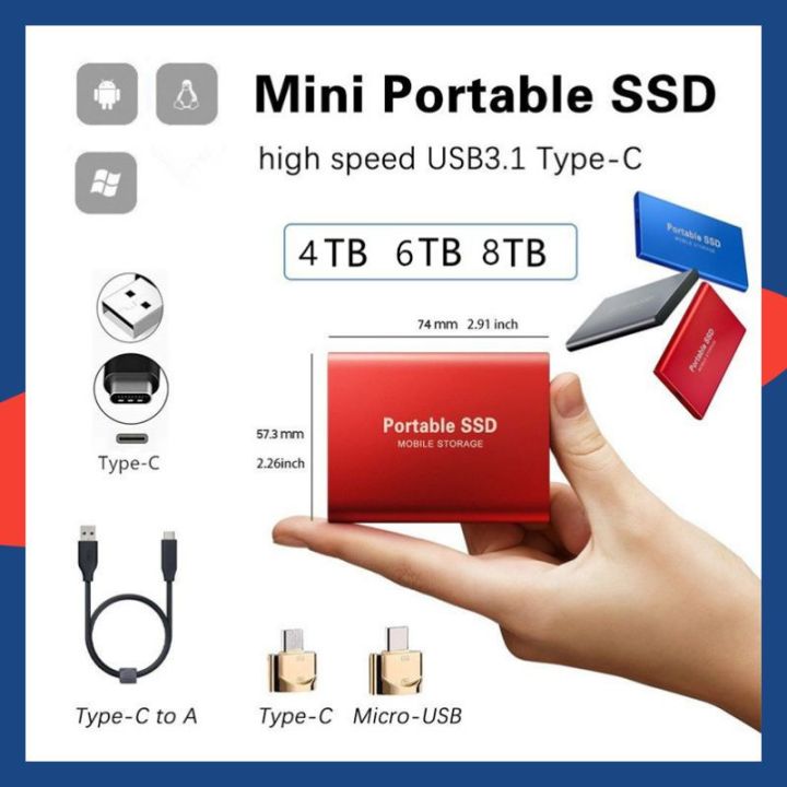 สินค้ามีพร้อมส่ง!ราคาต่ำสุดออนไลน์! 4TB/6TB/8TB Mobile Hard Disk Type C ...