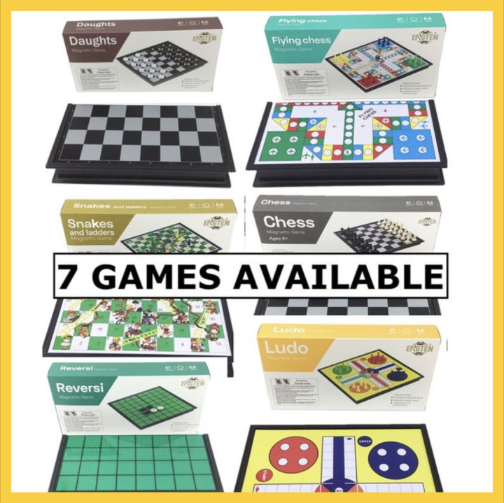 [SG STOCKS] Magnetic Game Set 25cm x 25cm (Draughts / Flying Chess / Chess / Snake & Ladder ...