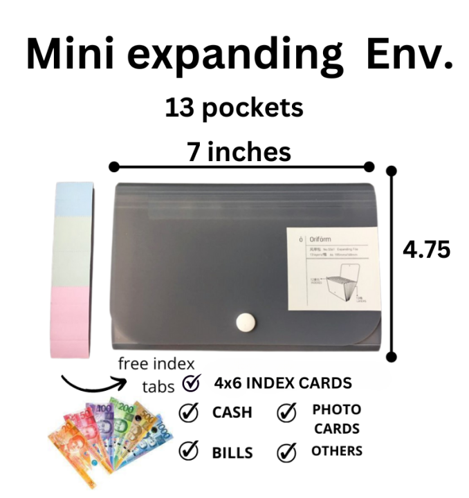 Mini Expanding Envelope 13 pockets for Organizing, Classifying, Filing ...