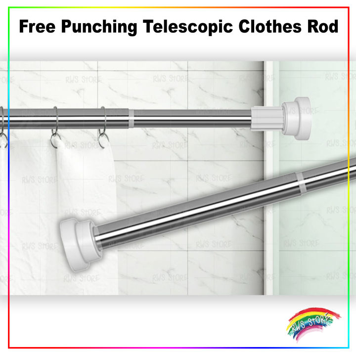 Free Punching Telescopic Clothes Rod 免打孔晾衣杆 Batang Pakaian Boleh Laras ...