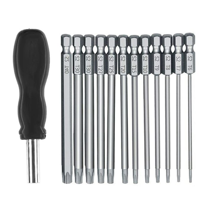 13Pcs 100mm Torx Long Screwdriver Bits Set, Magnetic Torx Bit Set T6 ...