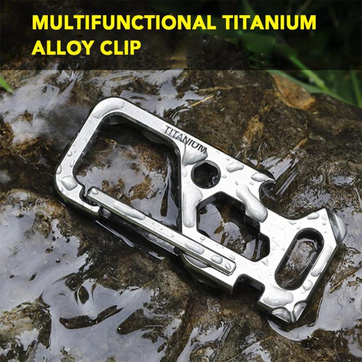 5Km Outdoor Multi-Tool Titanium Alloy Clip Key Chain Holder ที่เปิดขวด ...