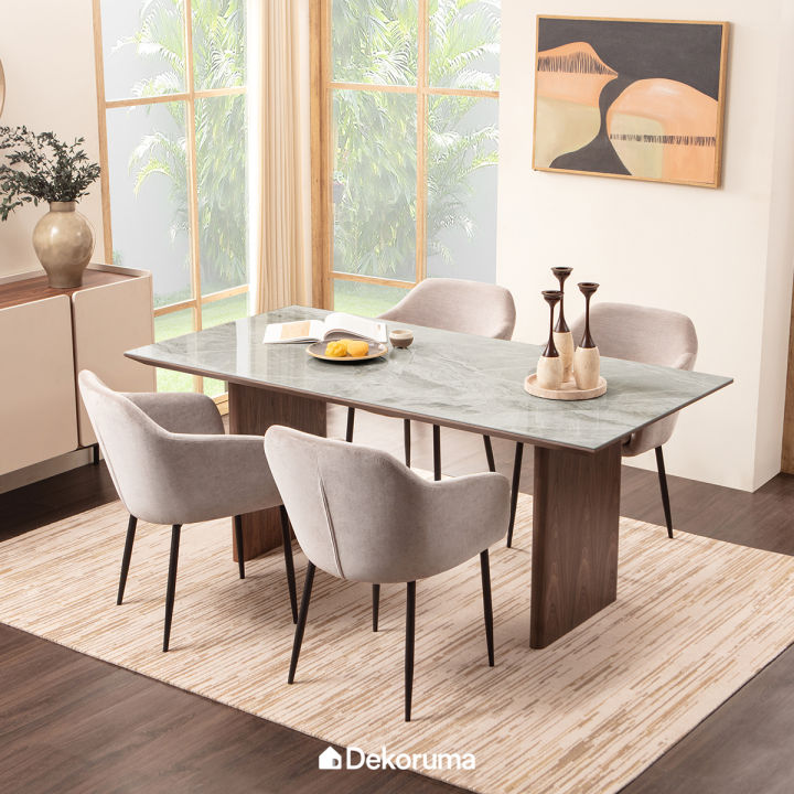 Dekoruma EIMI Dining Table / Meja Makan Ceramic Walnut | Lazada Indonesia