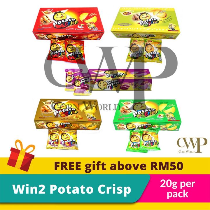 Win2 Potato Crisp Snack (30 Packs) – Vegetable, Tomato, Sour Cream ...