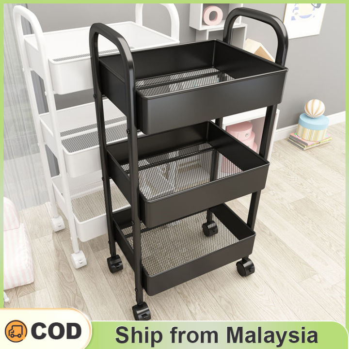 Multifunction Storage Trolley Rack Carbon Steel Honeycomb Basket ...