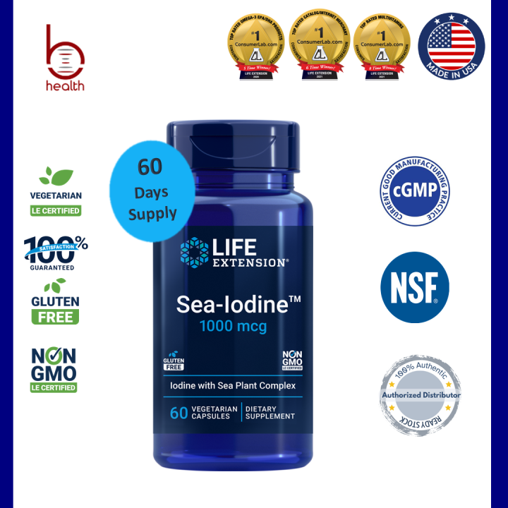 [Life Extension] Sea Iodine, 1000mcg, EXP: 10/25, 60 Vegetarian ...
