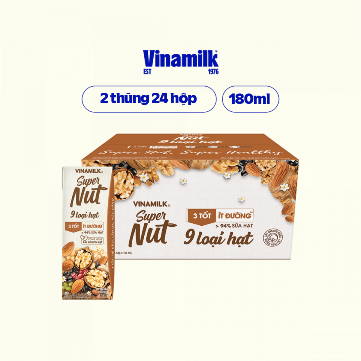 2 Thùng Sữa 9 loại hạt Vinamilk Super Nut 180ml 24 hộp/thùng | Lazada.vn