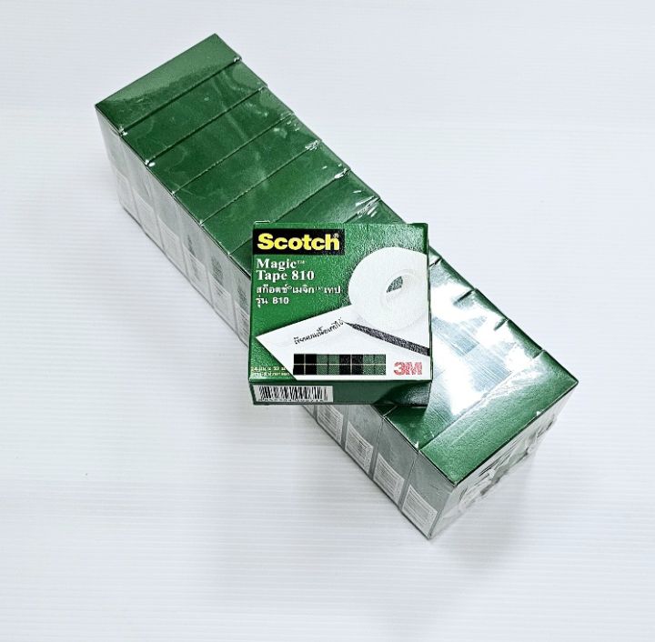 เทป 3M รุ่น 810 (กล่องเขียว) (3/4), (1 นิ้ว) x33หลา แกนเล็ก Magic tape ...
