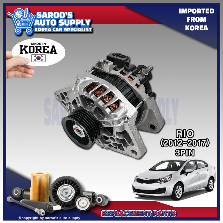 [Gamma] Alternator For Kia Rio , 2012-2018, 3PIN , Made In Korea ...