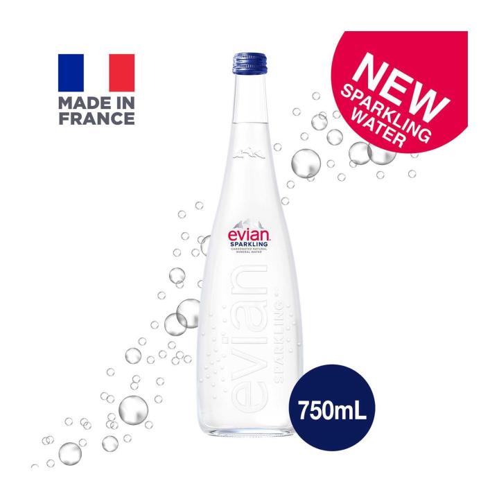 Evian Sparkling Carbonated Natural Mineral Water 750ML Glass Bottle | Lazada Singapore