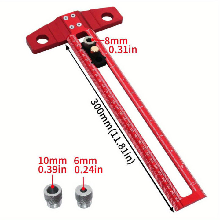Woodworking 2 In 1 Drilling Positioning Scoring Ruler Aluminum Scriber ...