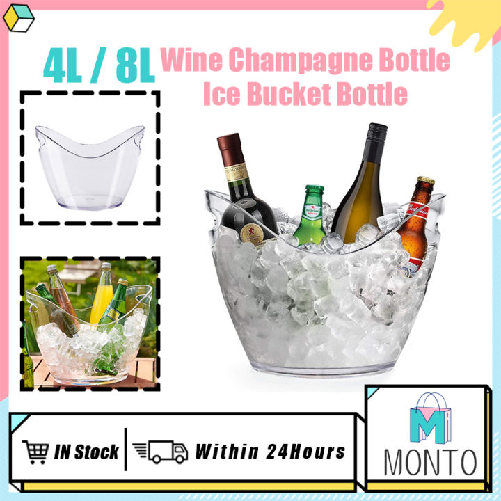 4L/8L Wine Champagne Bottle Storage Cooler Bucket Plastic Ice Bucket ...