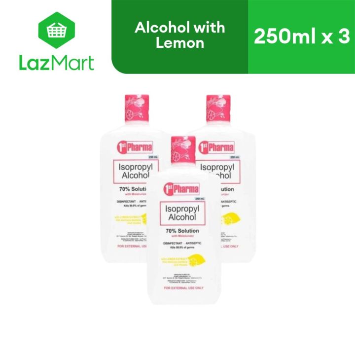1st Pharma 70% Isopropyl Alcohol with Moisturizer Lemon 250ml - Pack of ...