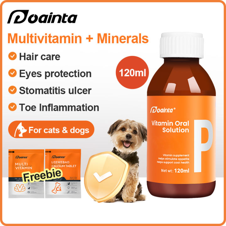 PUAINTA Pet Multivitamins Supplement Cat Dog Vitamins Oral Liquid 120ml ...