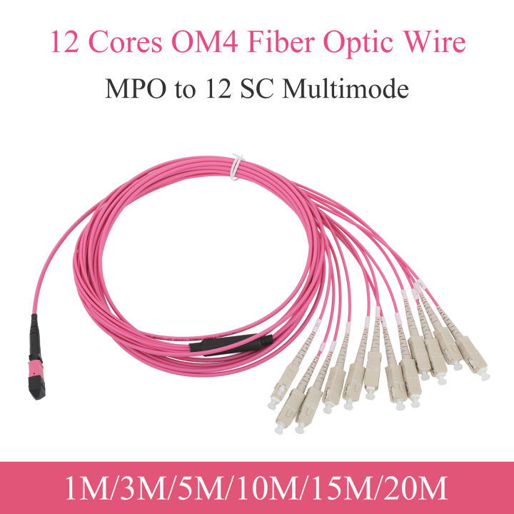 10G Multimode 12-Core MPO/PC to 12SC OM4 Fiber Extension Cable 1M/3M/5M ...
