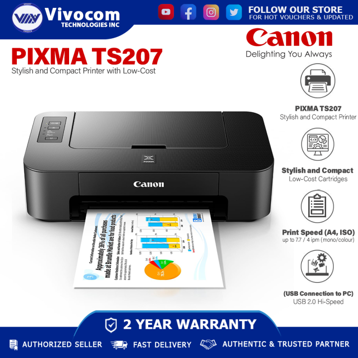 Canon PIXMA TS207 Stylish and Compact Printer with Low-Cost | Lazada PH