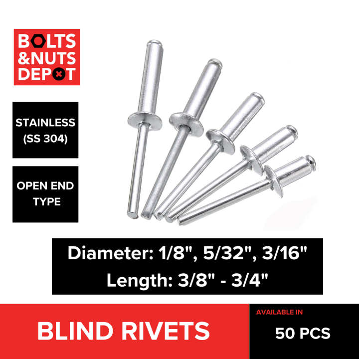 STAINLESS BLIND RIVETS 1/8, 5/32, 3/16 inch - PER 50 PCS | Lazada PH