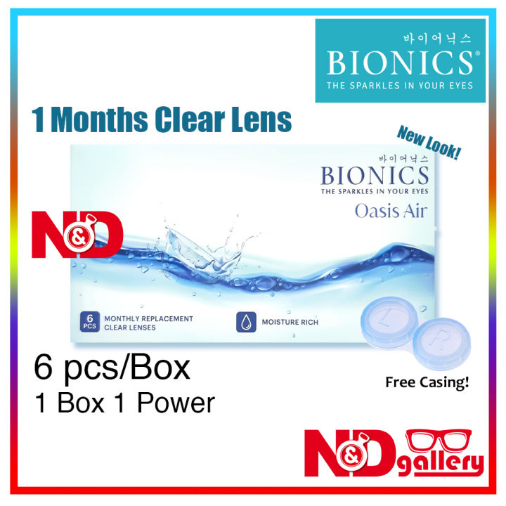 Bionics Oasis Air 1 Month Clear Contact lens 6pcs/ Box Aspheric Design ...