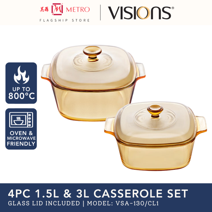 Visions Reverse 4pc 1.5L & 3L Casserole Set VSA-130/CL1 | Lazada Singapore