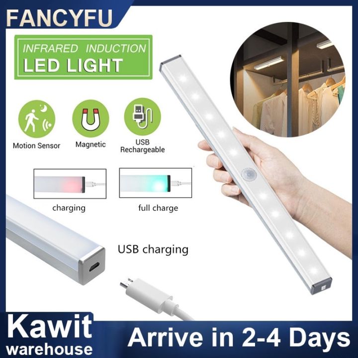 LED Light Strip Motion Sensor USB Rechargeable Induction Light Closet ...