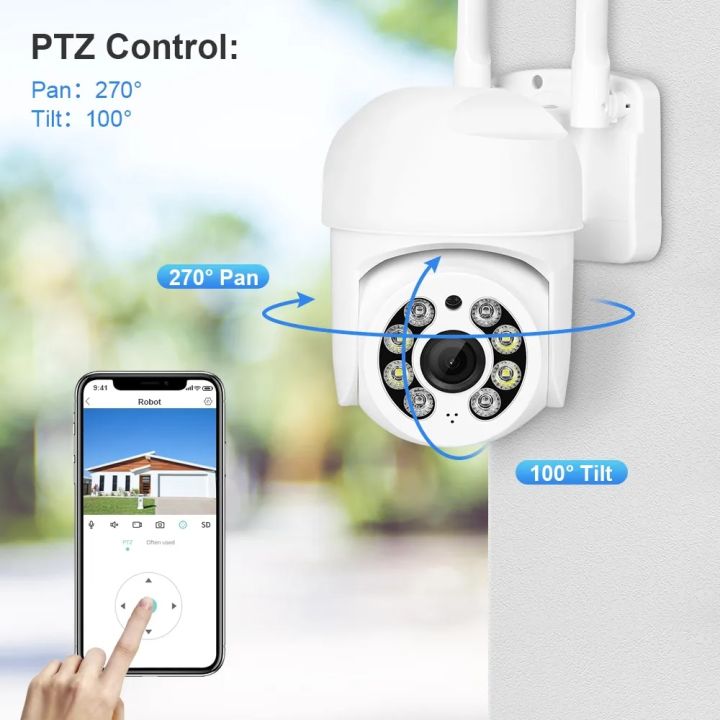 4MP HD Outdoor Wifi Camera Waterproof PTZ IP Camera 5X Digital Zoom ...