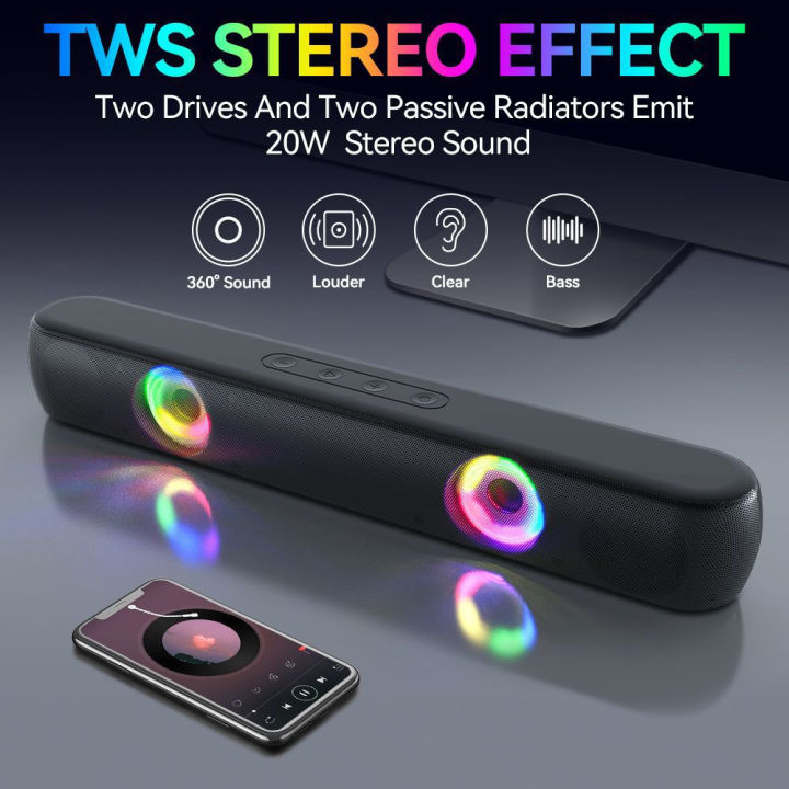 Wireless Bluetooth Soundbar Speaker Portable Long Stereo Sound Bar For ...