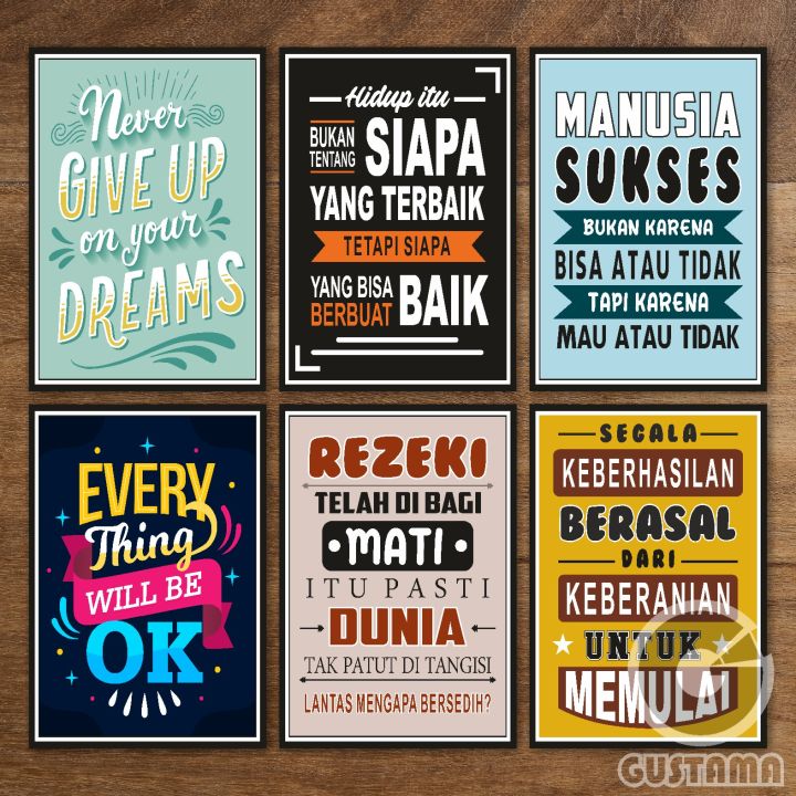 Poster Kata Motivasi Sukses, Quotes Kata Bijak Laminasi A3 | Lazada ...