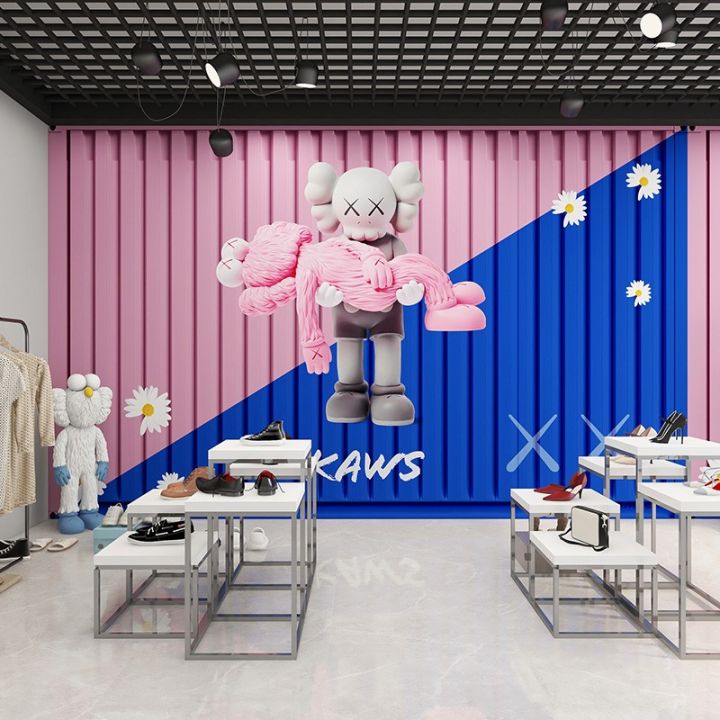 3d personality online celebrity industrial wind container wallpaper Chaopai Sesame Street kaws ...
