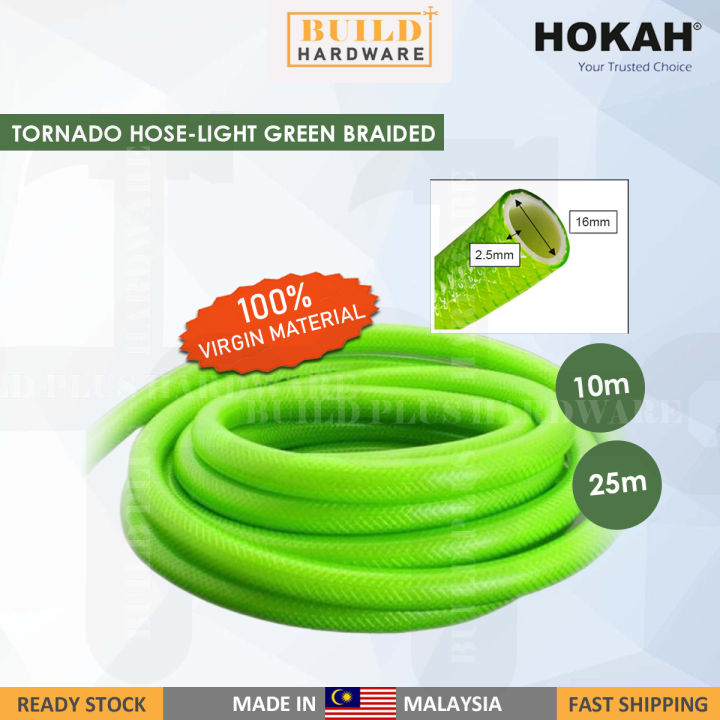 HOKAH 10M / 25M Tornado Hose - Light Green Braided 亮青浅青网喉 PVC Getah ...