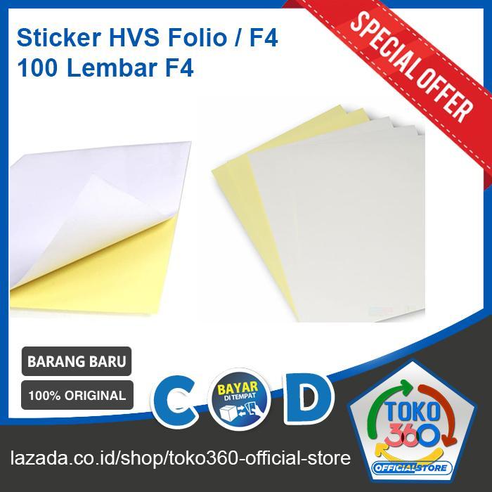 (100 Lembar) Kertas Sticker Folio F4 Printable 21,5 x 33cm bisa di ...