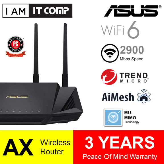 Asus RT-AX3000 Dual Band WiFi 6 (802.11ax) Router | Lazada