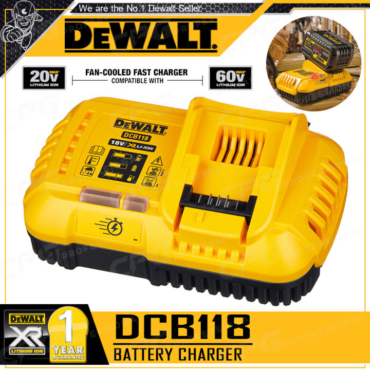 DEWALT แท่นชาร์จแบตเตอรี่ สำหรับ 18V-60V Max (8A) ชาร์จเร็ว รุ่น DCB118 ...