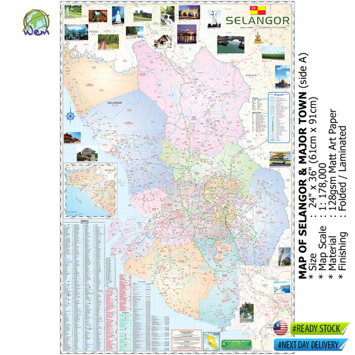 State & Major Cities Map of Selangor / Peta Panduan Jalan & Lebuhraya ...
