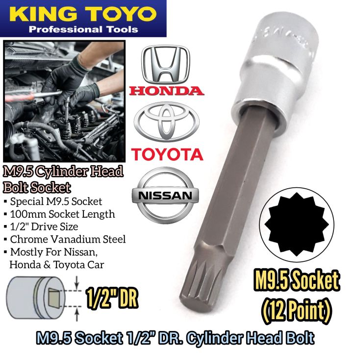 King Toyo Special Size M9.5 Socket With 1/2" DR. Cylinder Head Bolt ...