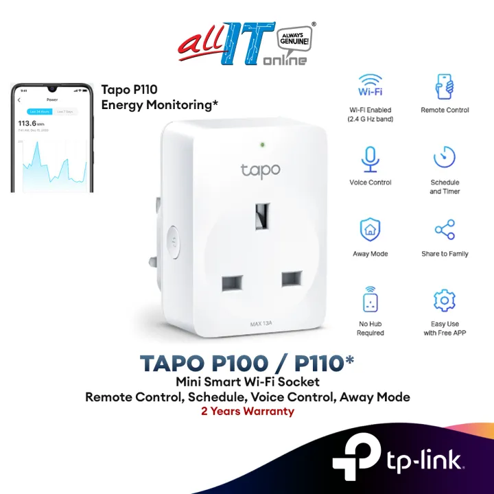 TP-Link Tapo P100 / P110 Mini Smart Home Wifi Socket Plug Remote ...