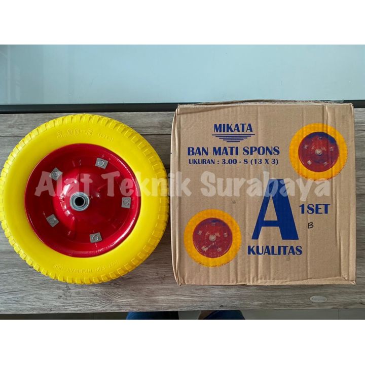 RODA GEROBAK MIKATA BAN MATI UKURAN 3.00 - 8 ( 13" X 3 ) SPONS DORONG ...