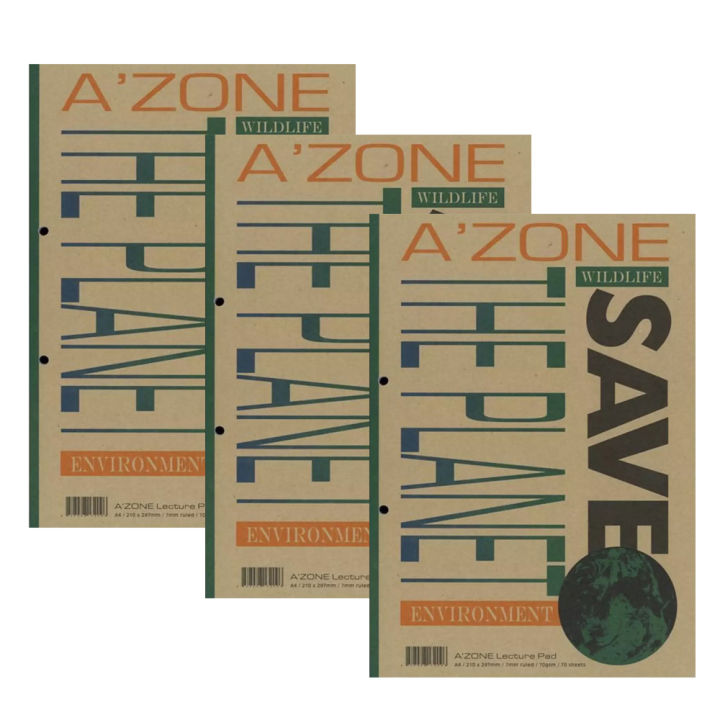 Azone Save The Planet Lecture Pad / A4 | A5 | A6 / 7mm ruled / 70gsm ...
