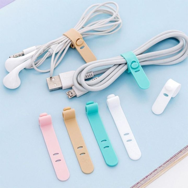 YESPERY 4PCS Silicone Cable Organizer Candy Color Data Cable Tie Wire ...