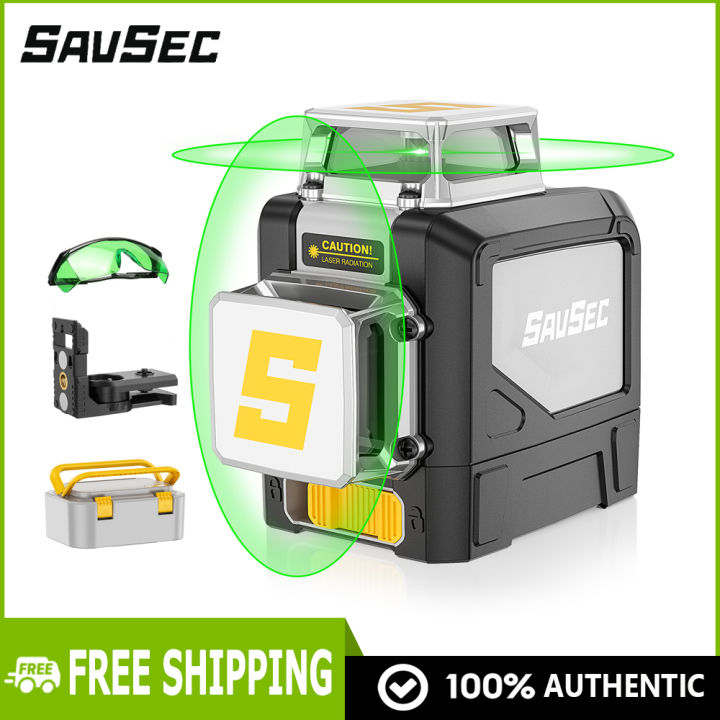Savsec Self-Leveling 8 Lines Laser Level 360° Green Beam Indoor Outdoor ...