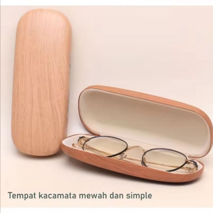Tempat kacamata motif serat kayu coklat hardcase unik aesthetic vintage ...