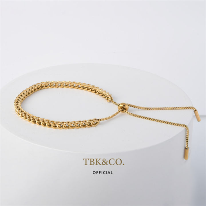 TBK 18k Gold Bracelet Tennis Bracelet Adjustable Chain Korean Trendy ...