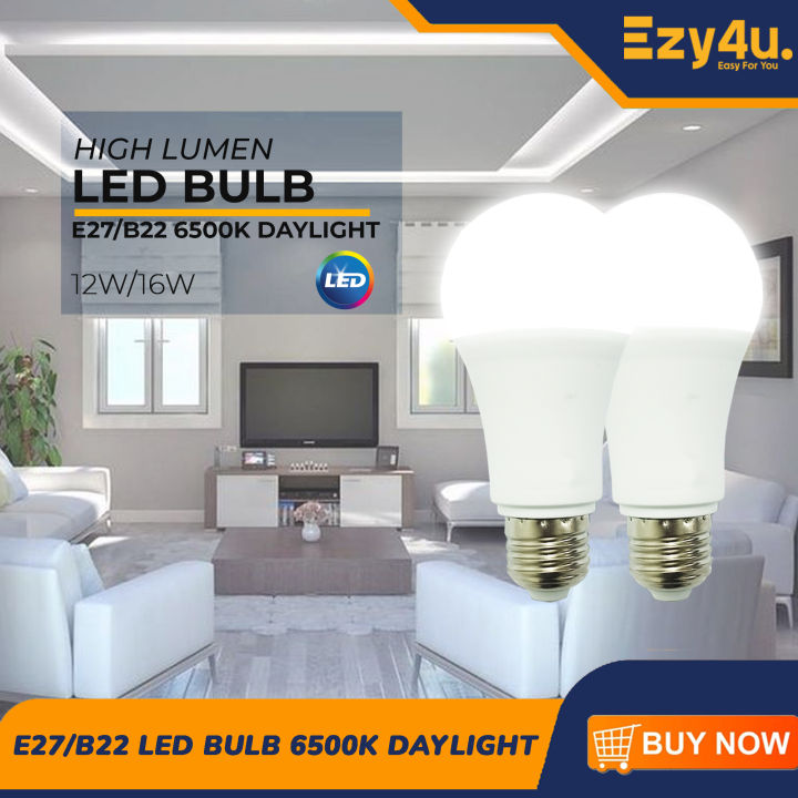 E27 B22 LED Light Bulb 12W 16W Daylight 6500K AC160-265V LED mentol Lampu Energy Saving ...