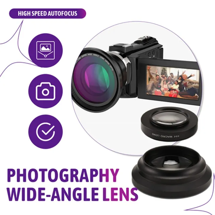Professional 37mm Macro+72mm Wide Angle Lens 0.39X Full HD for 4K ...