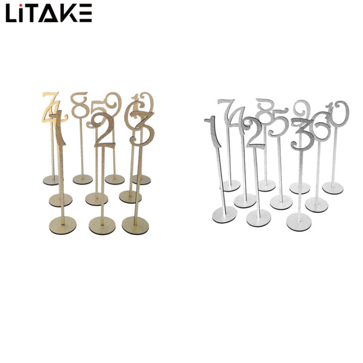 1-10 Table Numbers Stands Seat Numbers With Holder Base Wood Table ...
