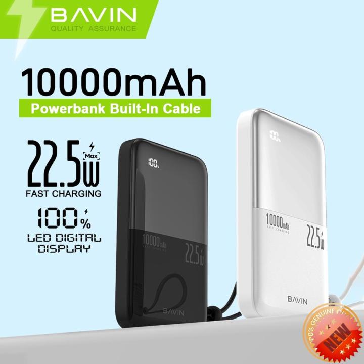 BAVIN PC1077 Mini Slim Fast Charging Powerbank 10000mAh 22.5W w Built ...