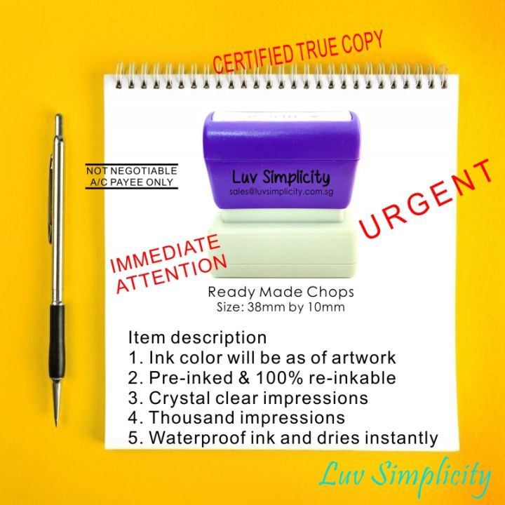 Ready made stamp / ink stamp / urgent / received chop | Lazada Singapore