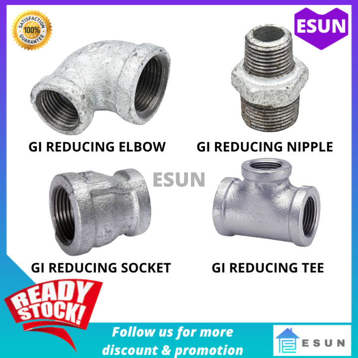 Galvanized Iron GI Reducing Elbow Socket Tee Nipple Pipe Fitting ...