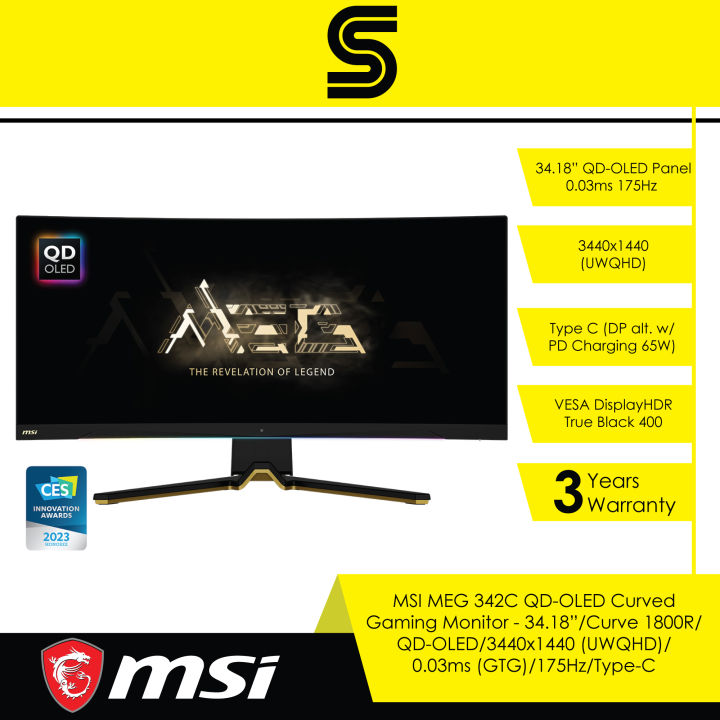 MSI MEG 342C QD-OLED Curved Gaming Monitor - 34.18”/Curve 1800R/ QD ...